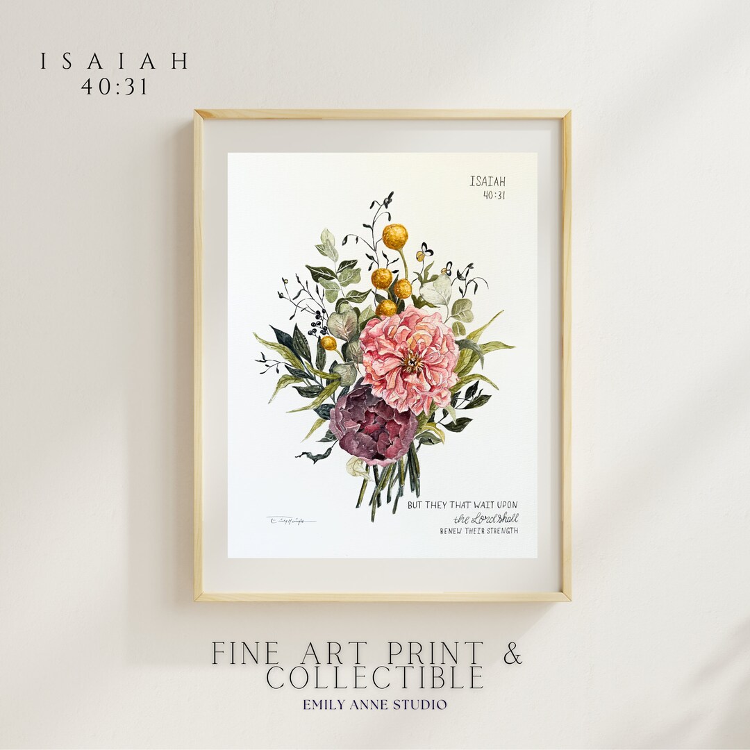 Isaiah 40:31 Botanical Christian Wall Art | Eagle Bible Verse ...