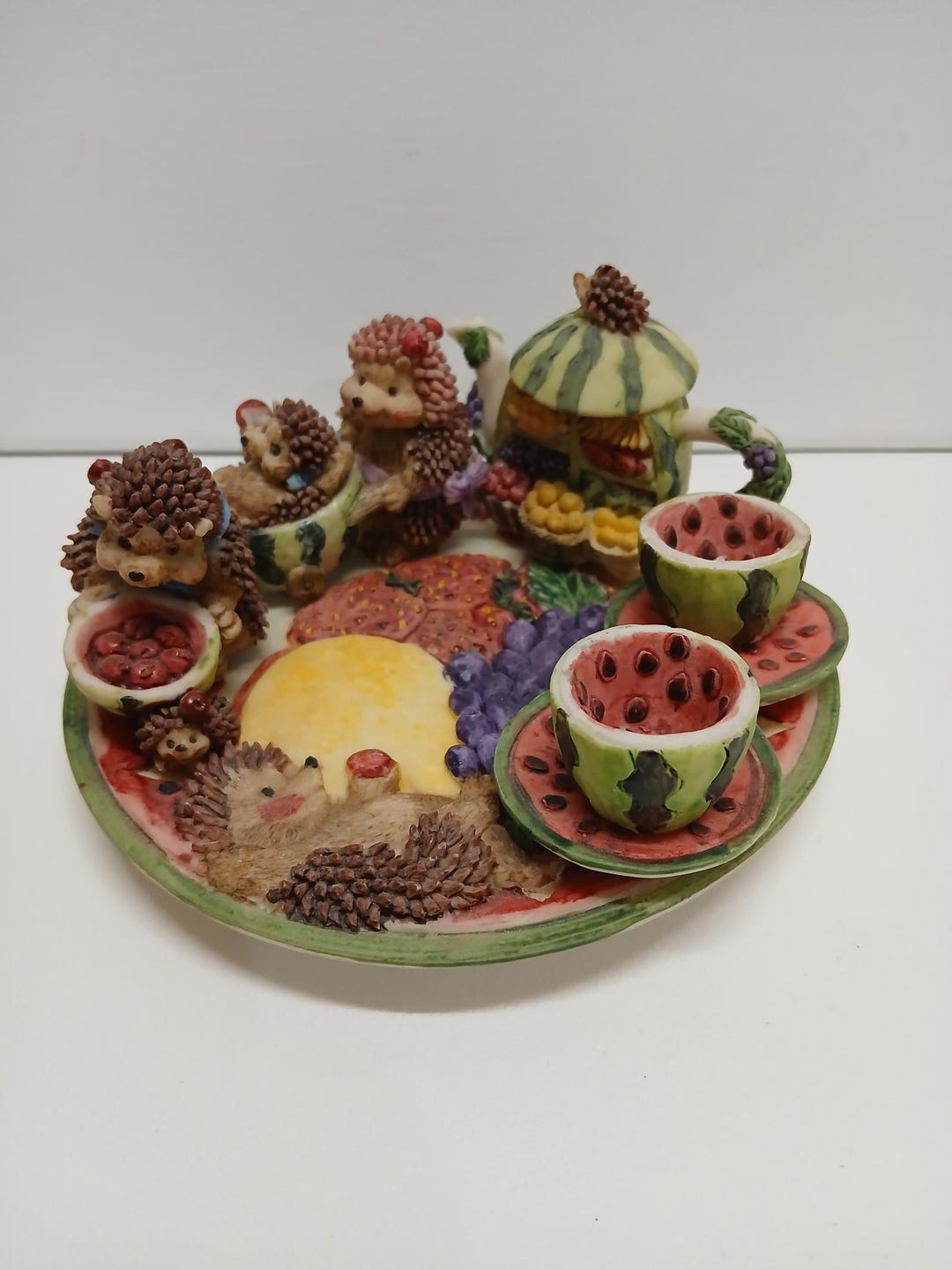 Handcrafted Mini Tea Set With Hedgehog Figurines by Popular Imports - Etsy