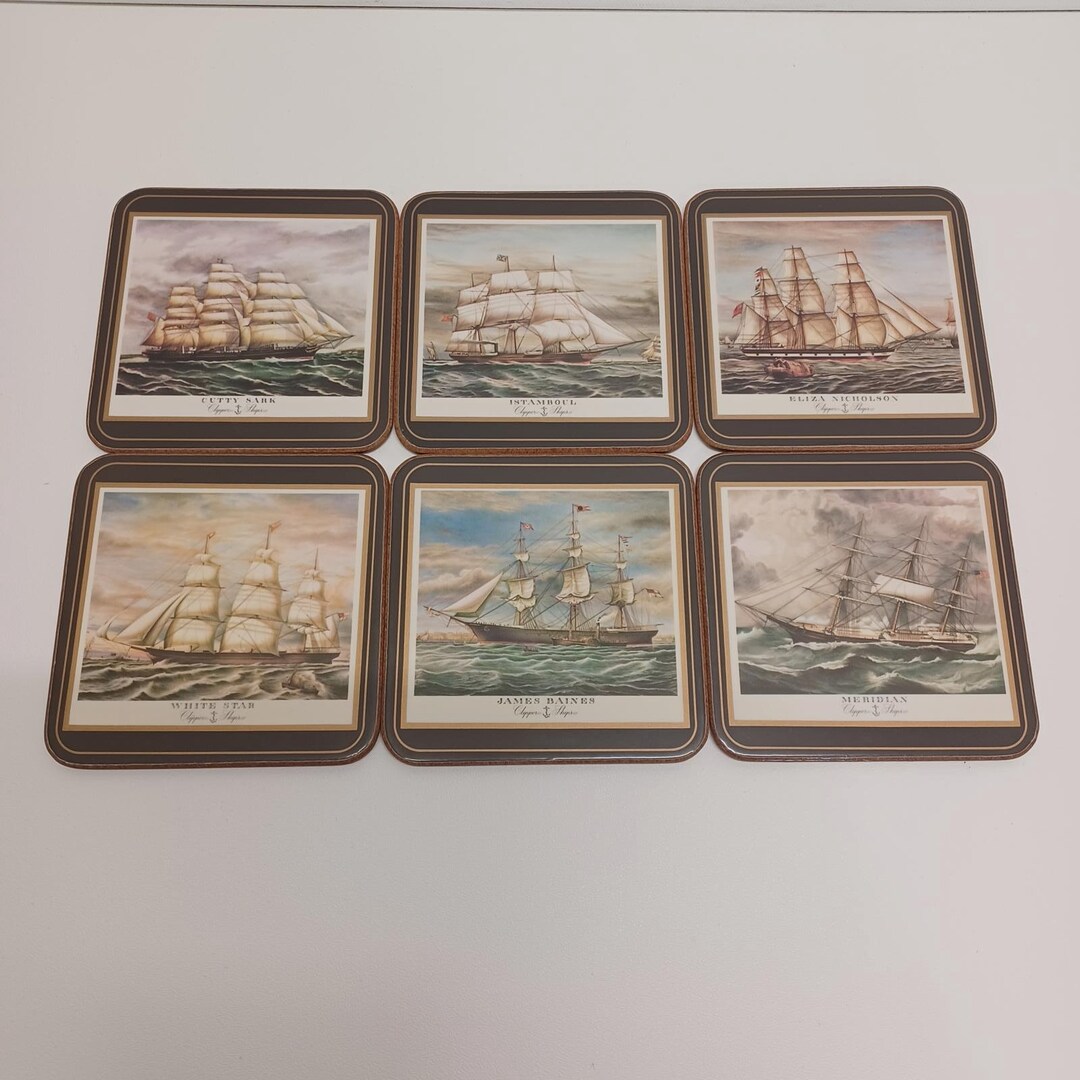 Set of 6 Vintage Pimpernel Clipper Ships Cork Back Coasters - Etsy