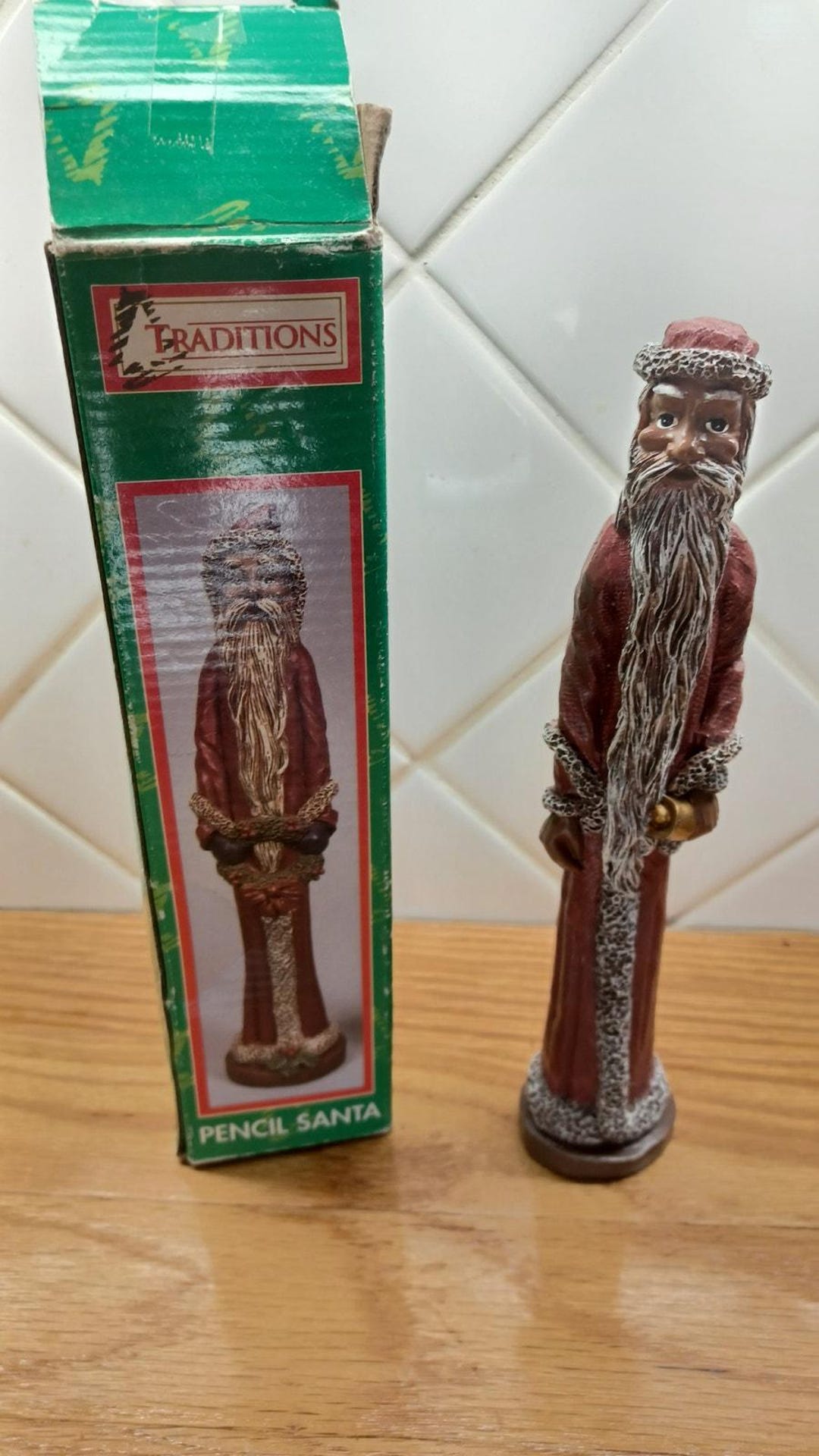 Traditions Pencil Old World Brown Santa Figurine - Etsy