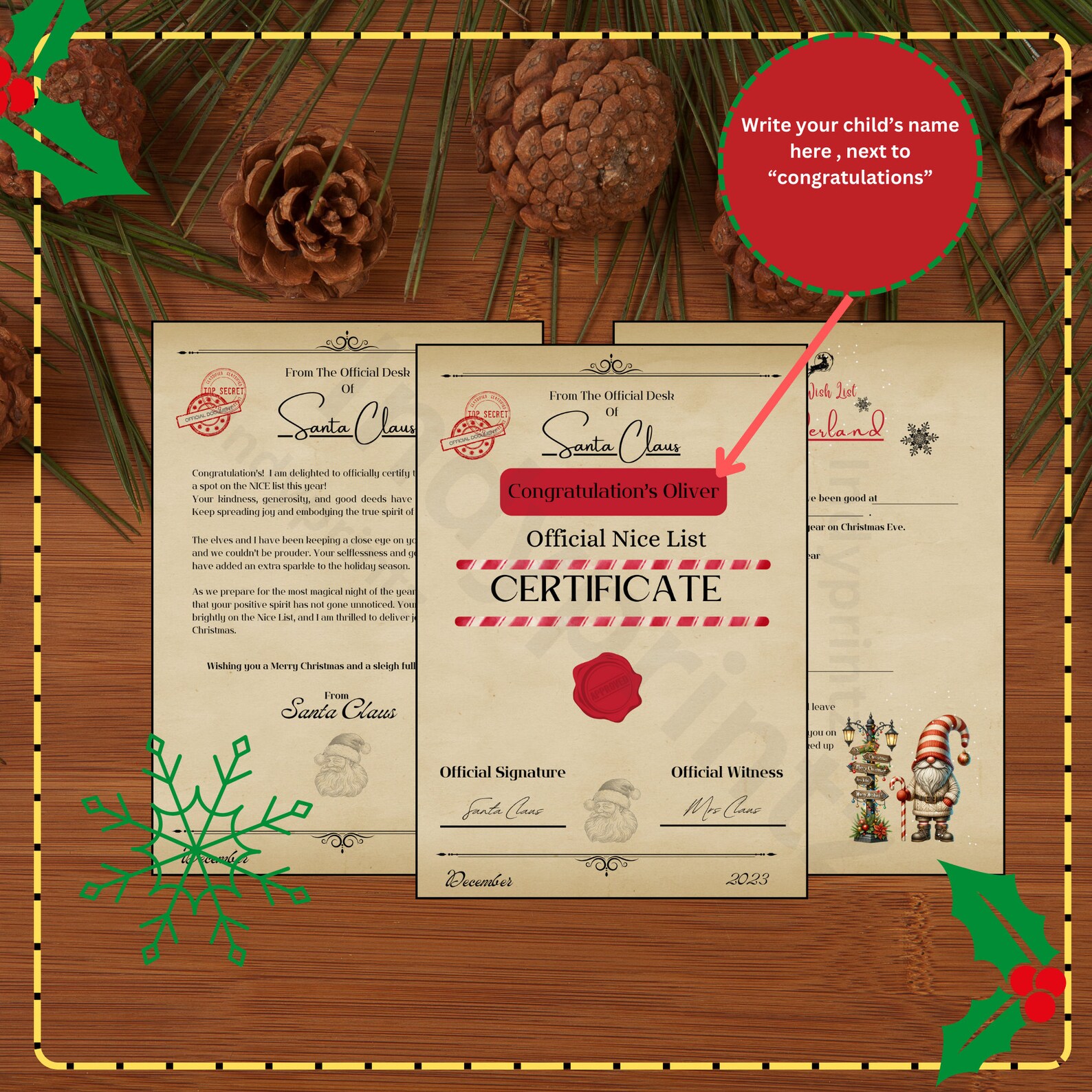 Official Santa Letter, Nice List Certificate, Santa Printable , Santa ...