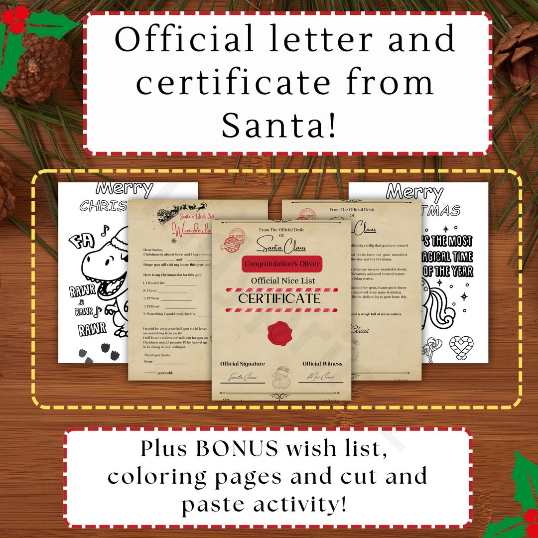 OFFICIAL Santa Certificate, Nice List Certificate, Santa Printable ...