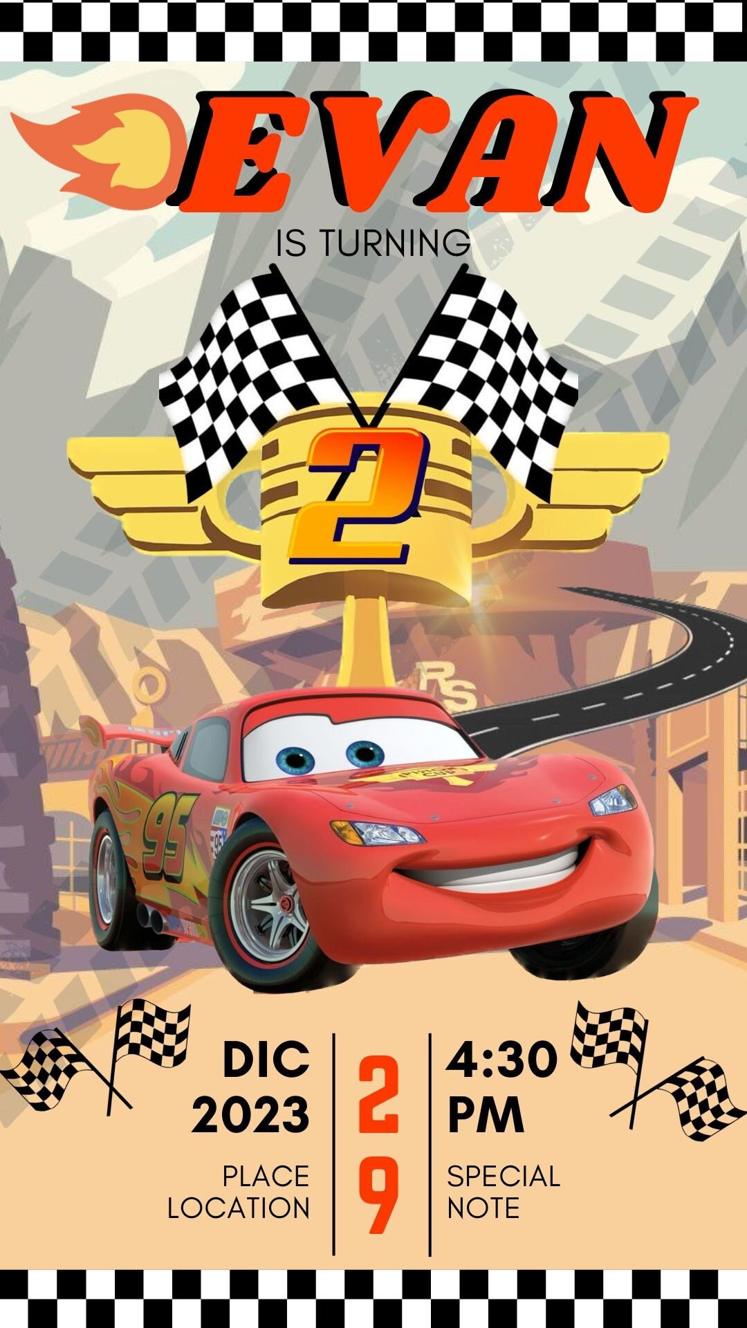 Disney Pixar Cars Birthday Party Invitation 2x1 : Stock Image or ...