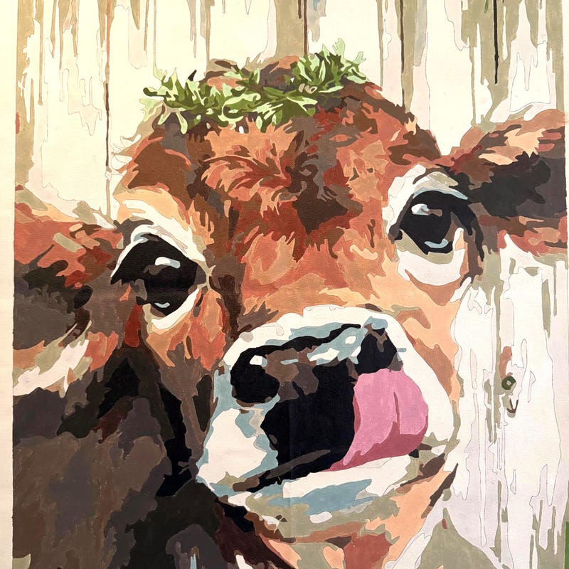 Paint by Number Cow - Etsy