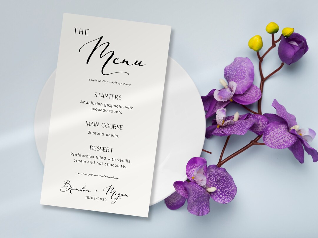 Minimalistic Menu, Modern Menu, Wedding Menu, Instant Download - Etsy