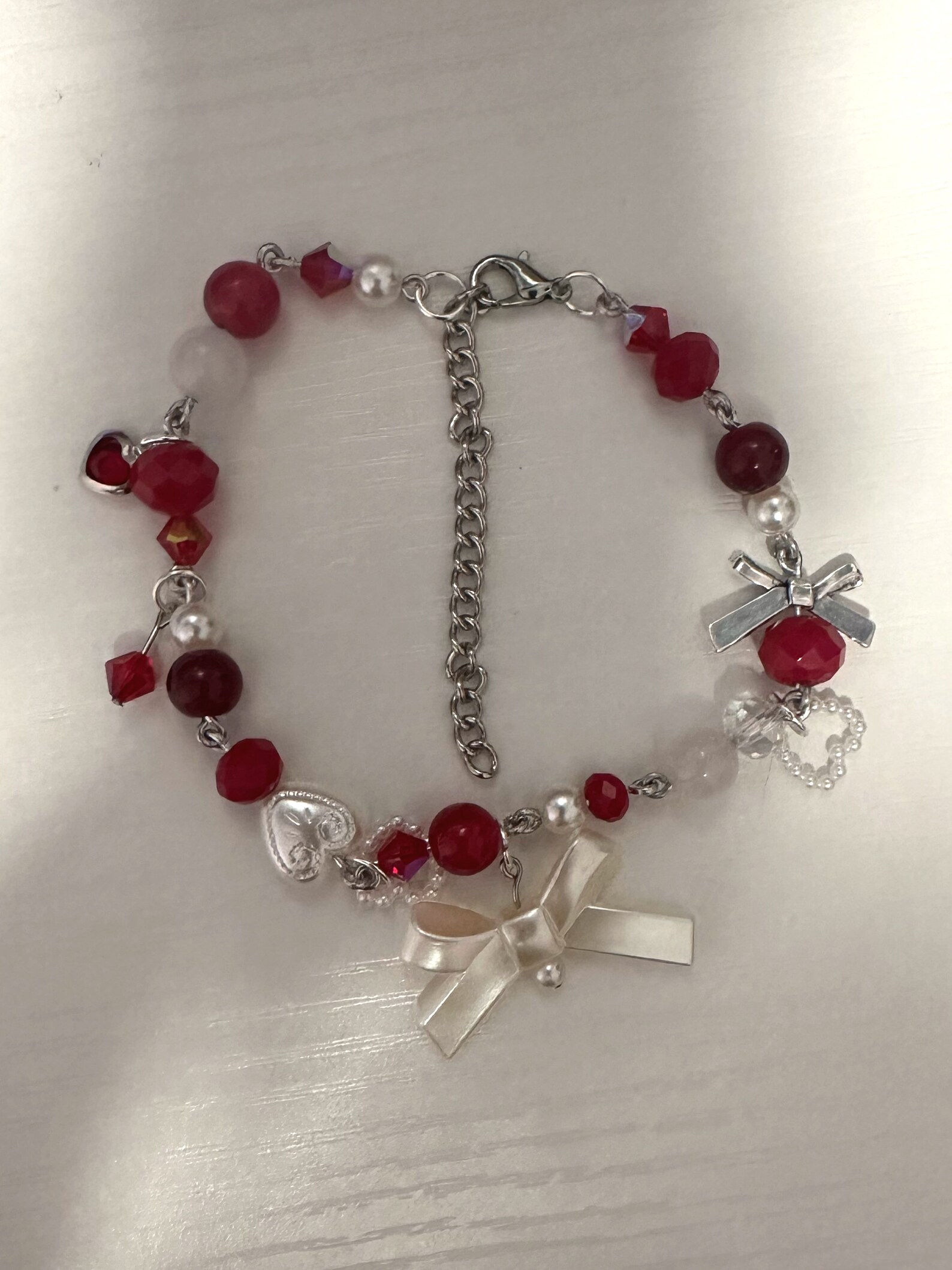 Red Valentines Cupid Y2k Wire Beaded Bracelet Coquette Bows - Etsy
