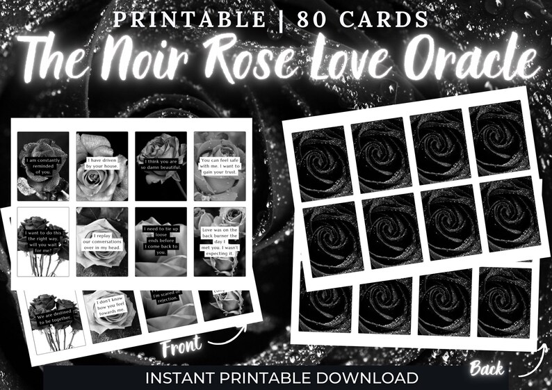 Printable Oracle Deck, Noir Rose Twin Flame Oracle Deck, Digital ...