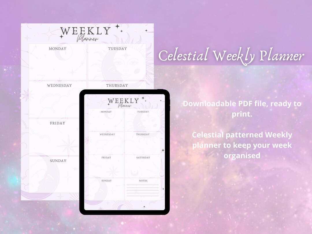 Celestial Weekly Planner 2026, Mystic Theme (printable PDF A4/letter ...