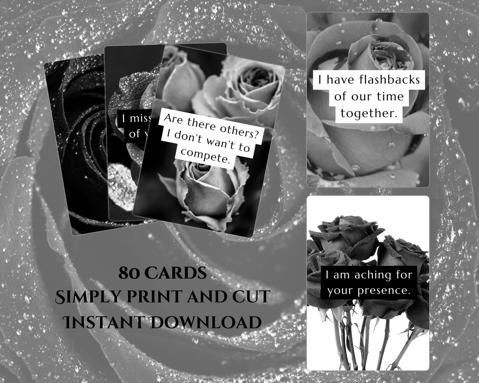 Printable Oracle Deck, Noir Rose Twin Flame Oracle Deck, Digital ...