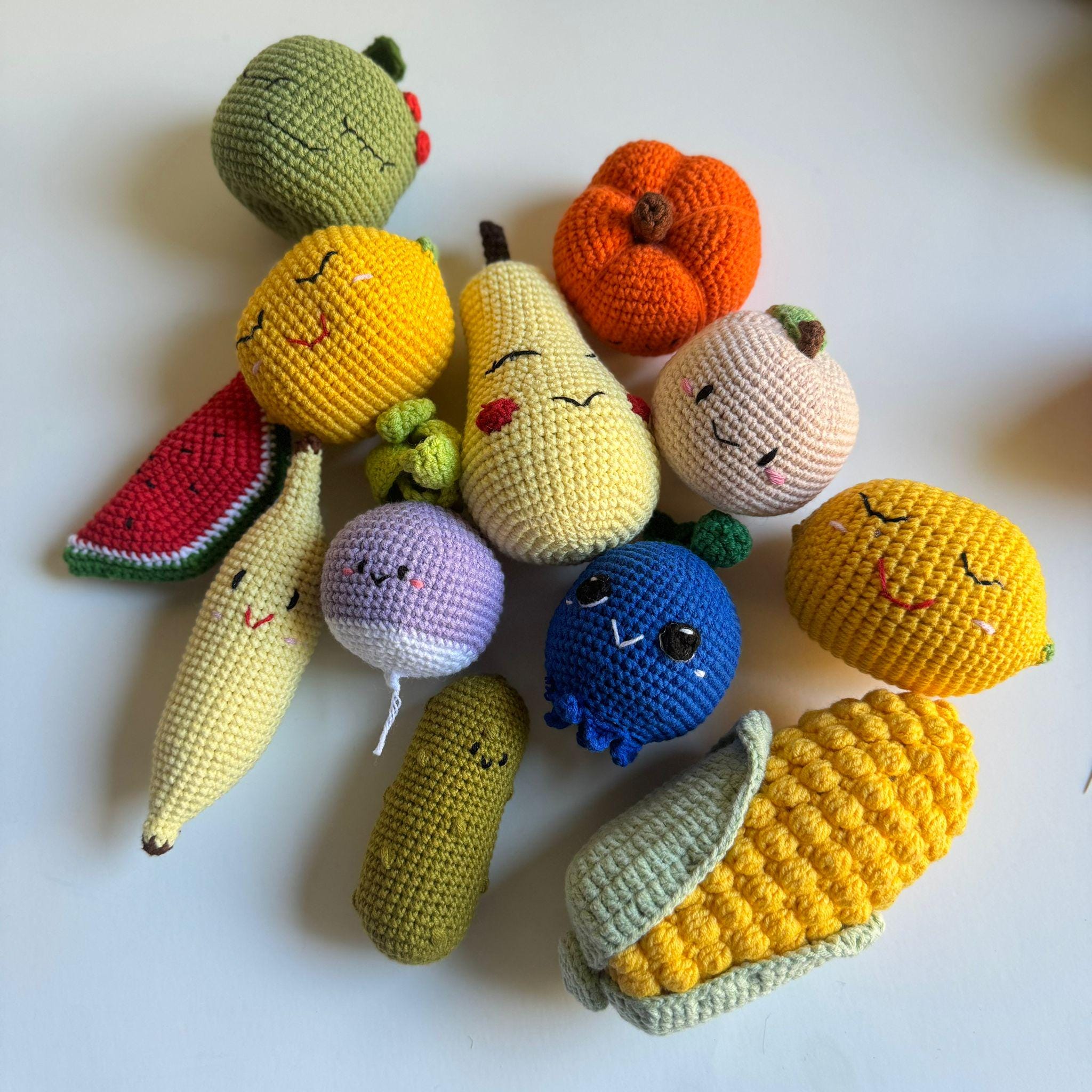 Baby Rattle, Crochet Fruits & Veggies Rattle Toys for Baby, Crochet ...