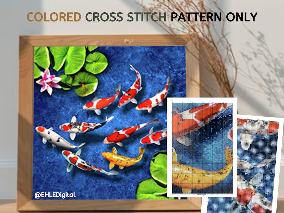 Cross Stitch Pattern Koi Fish Easy X-stitch Pattern, Cross Stitch Chart ...
