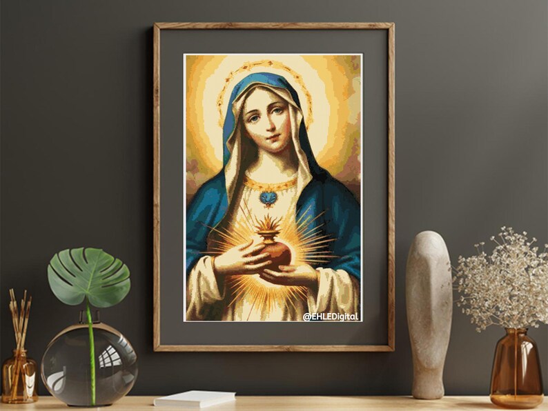 Mother Mary Cross Stitch Pattern: Virgin Mary Colored Chart (PDF) - Etsy
