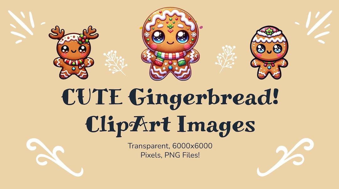 Chibi Gingerbread Man Clipart: Adorable Festive Holiday Graphics, 15 ...