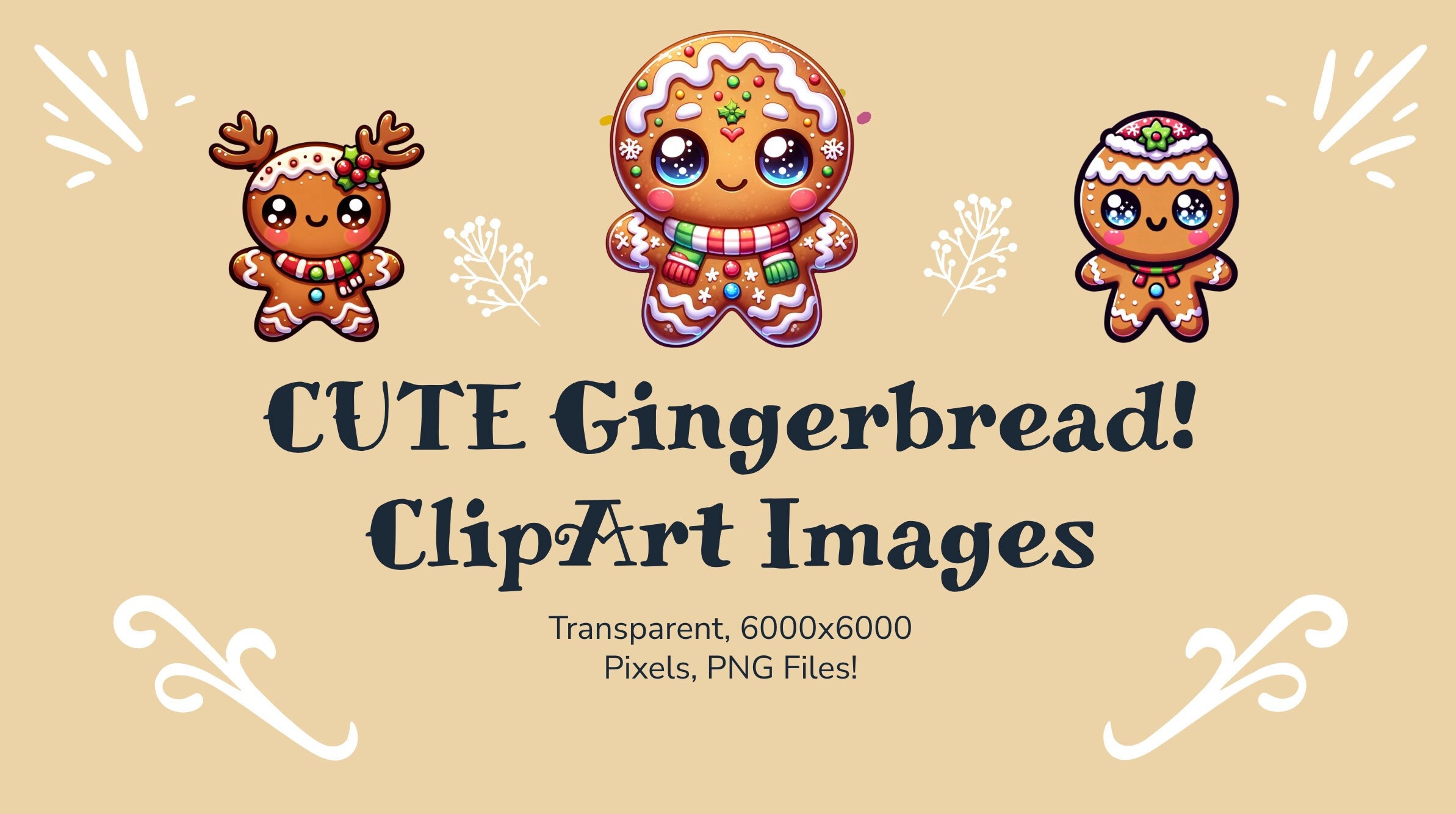 Chibi Gingerbread Man Clipart: Adorable Festive Holiday Graphics, 15 ...