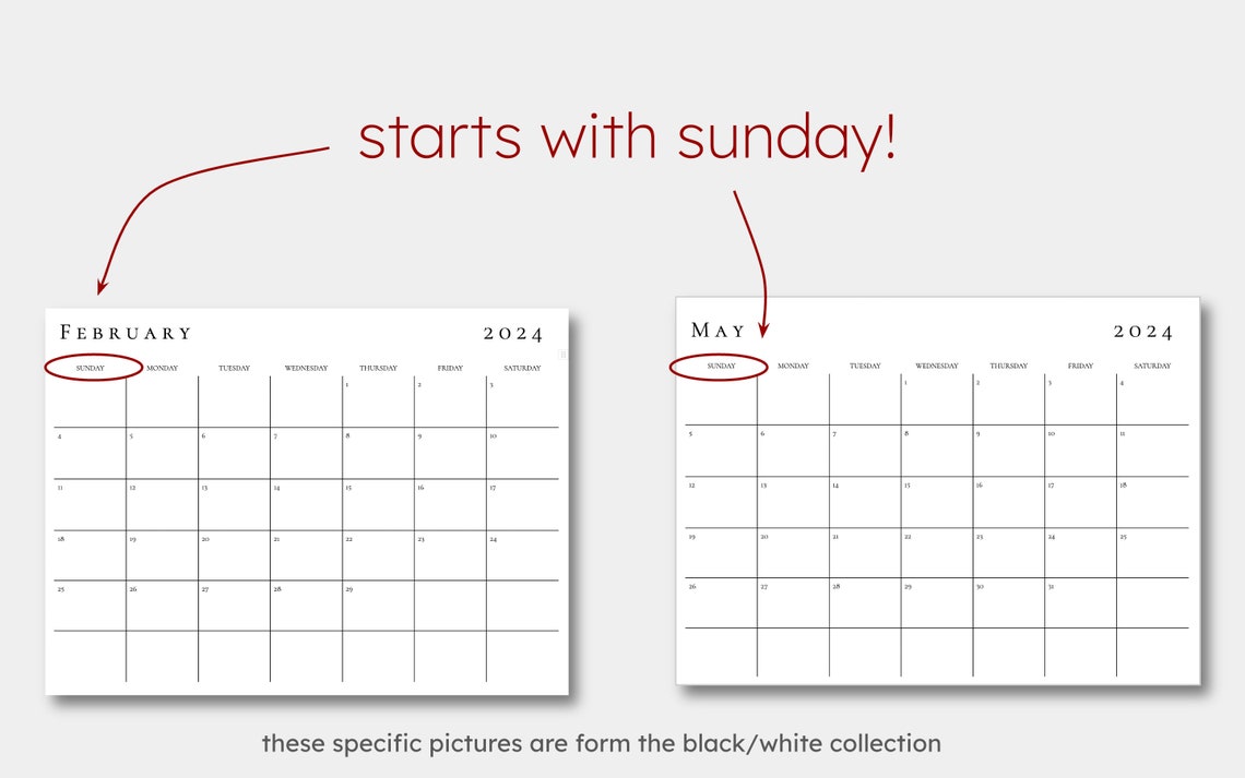 2024 [lavender] Landscape Printable Calendar: Sleek, Minimalist Design ...