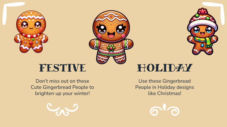 Chibi Gingerbread Man Clipart: Adorable Festive Holiday Graphics, 15 ...
