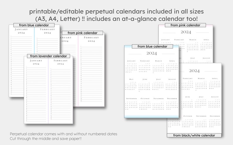 2024 [lavender] Landscape Printable Calendar: Sleek, Minimalist Design ...