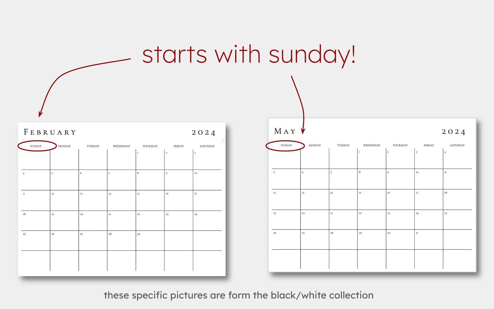 2024 [blue] Landscape Printable Calendar: Sleek, Minimalist Design ...