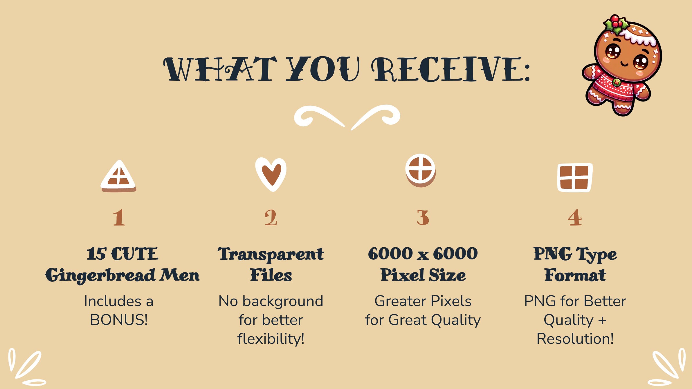 Chibi Gingerbread Man Clipart: Adorable Festive Holiday Graphics, 15 ...