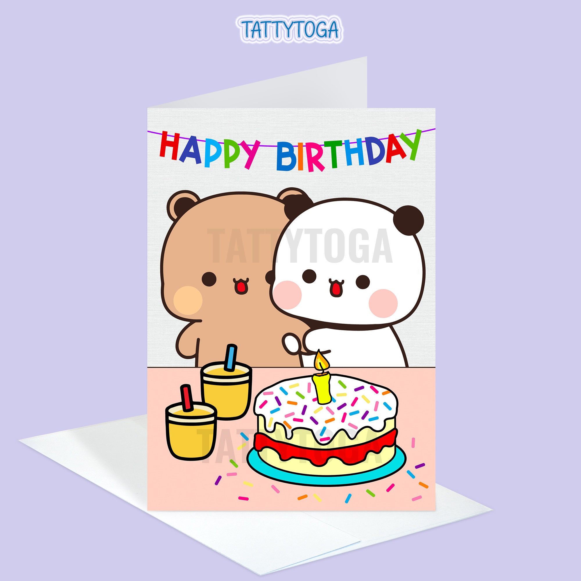Bubu and Dudu Birthday Card, Cute Birthday Card, Kawaii Greeting Cards ...