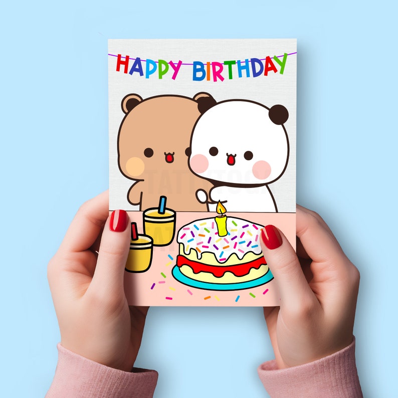 Bubu and Dudu Birthday Card, Cute Birthday Card, Kawaii Greeting Cards ...