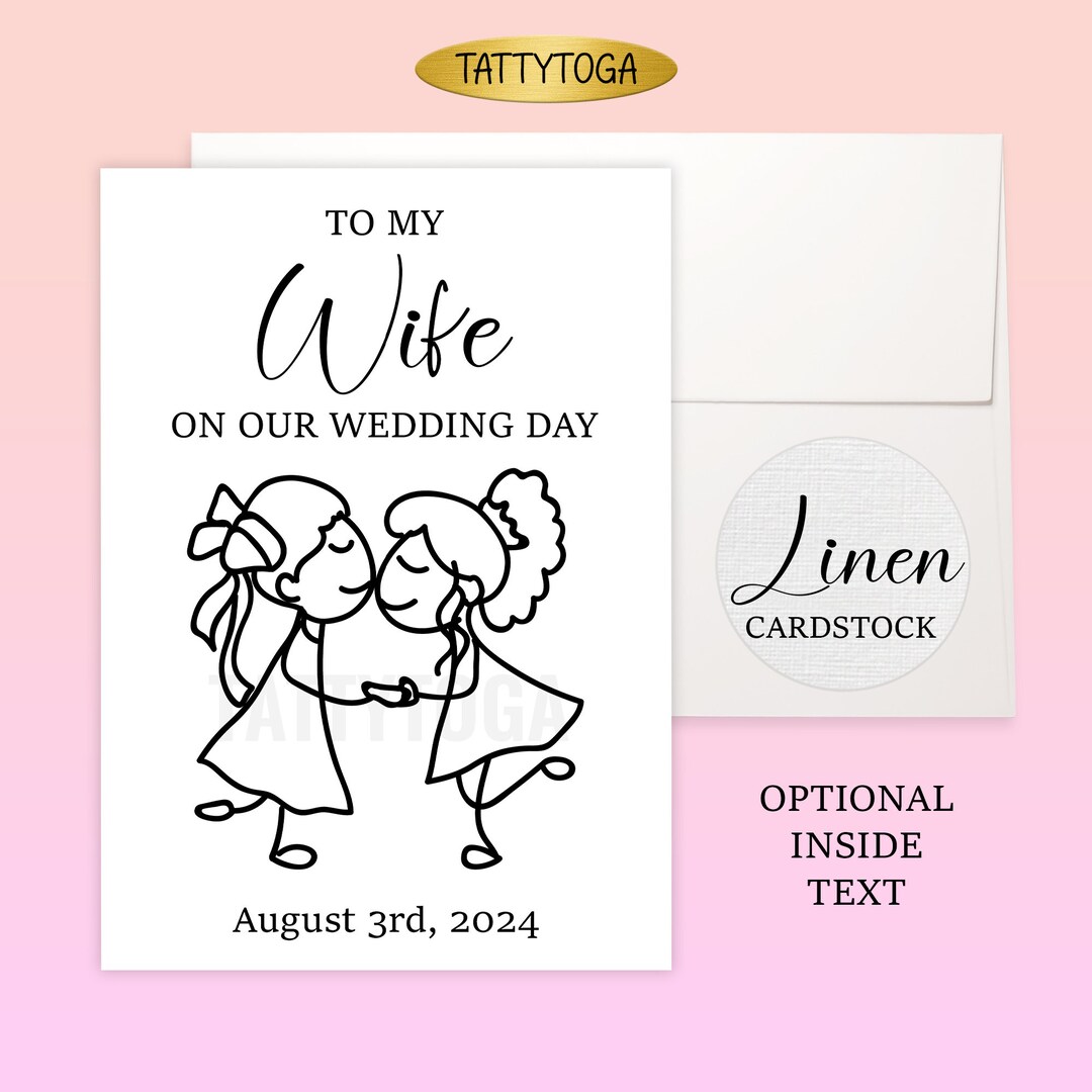 Lgbtq Wife To Wife Wedding Card Custom Lesbian Wedding Card