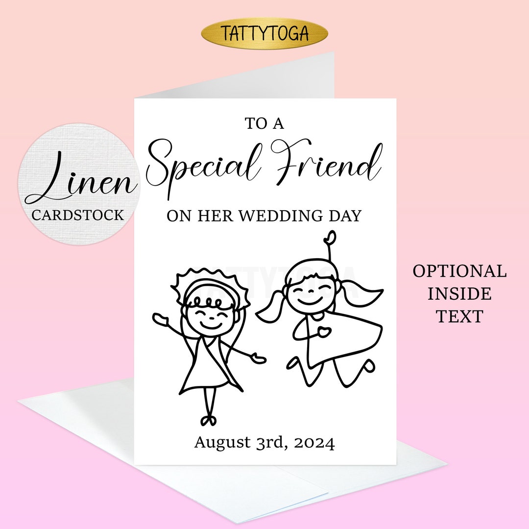 Special Friend Wedding Card, Custom Bride Wedding Card, Whimsical ...