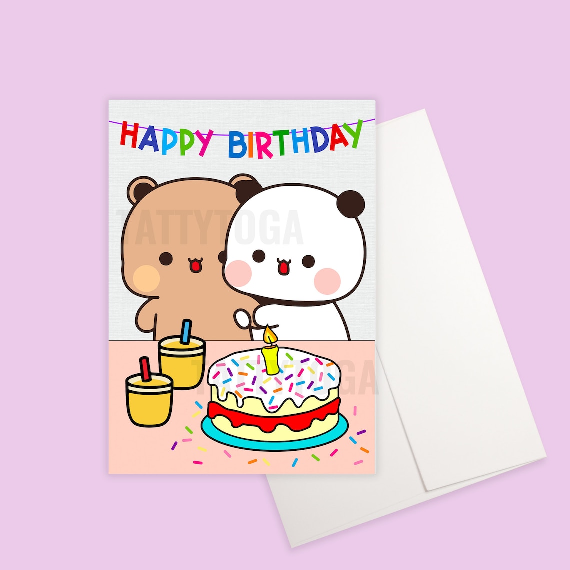 Bubu and Dudu Birthday Card, Cute Birthday Card, Kawaii Greeting Cards ...