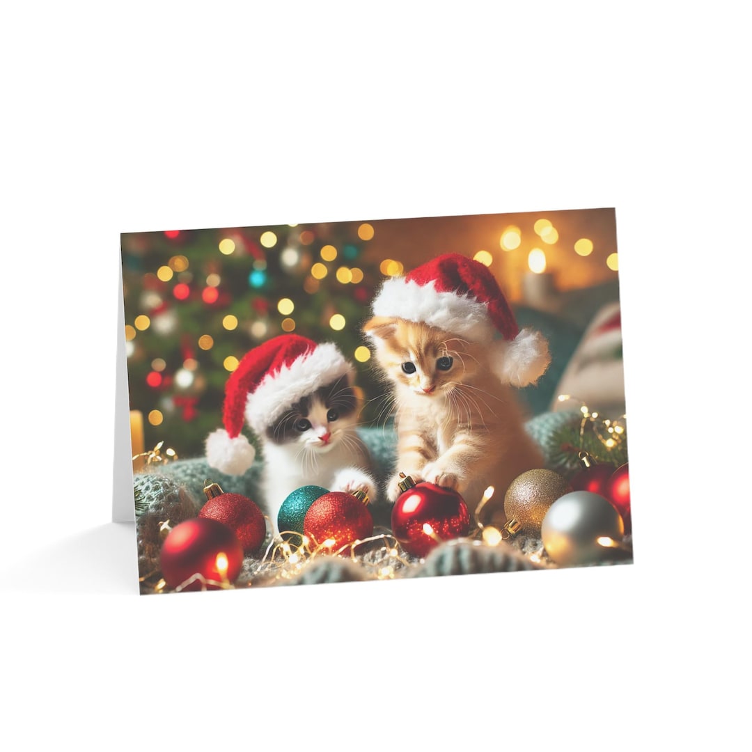 Christmas Cat Cards, 10 Cards With Envelopes, Sourced From USA, Cat ...