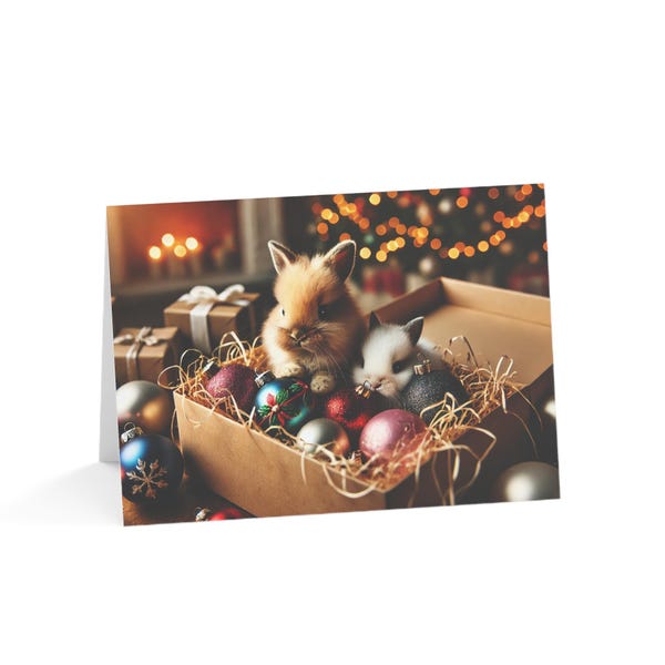 Bunny Christmas Card - Etsy