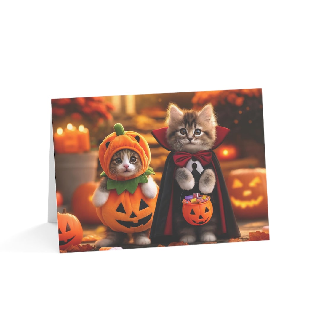 Halloween Cat Cards, 10 Cards With Envelopes, Sourced From USA ...