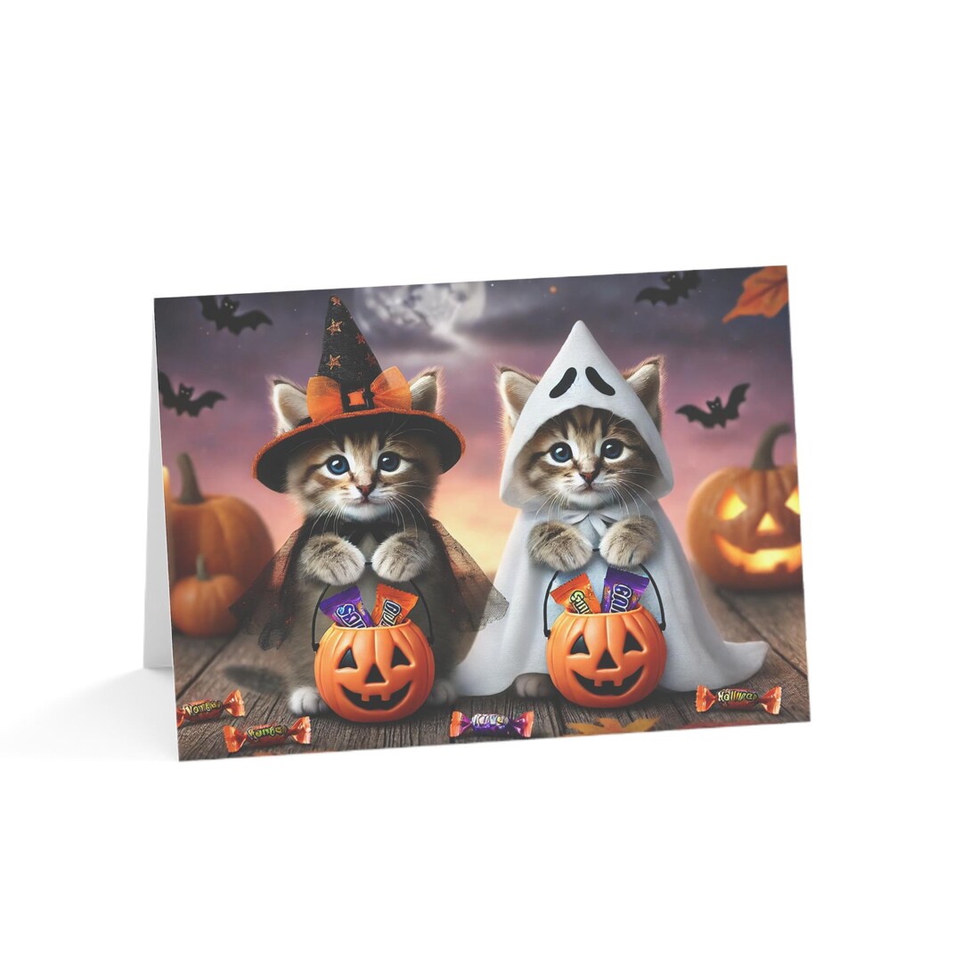 Cat Halloween Cards, 10 Cards With Envelopes, Sourced From USA ...
