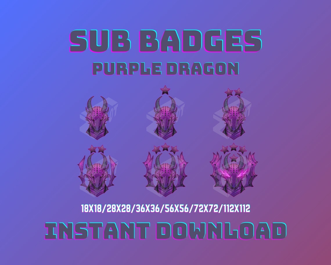 Purple Dragon Twitch Sub Badges (digital Download) - Etsy
