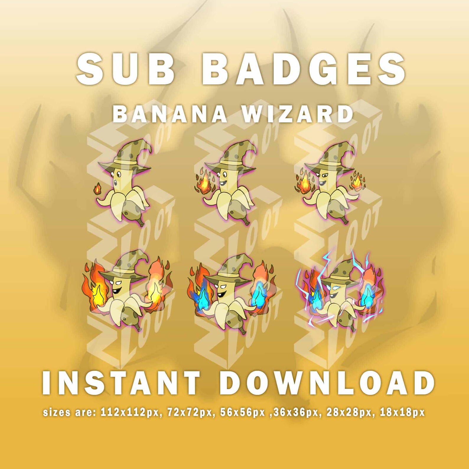 Banana Wizard Twitch Sub Badges, Cute Anime Emotes (digital Download ...