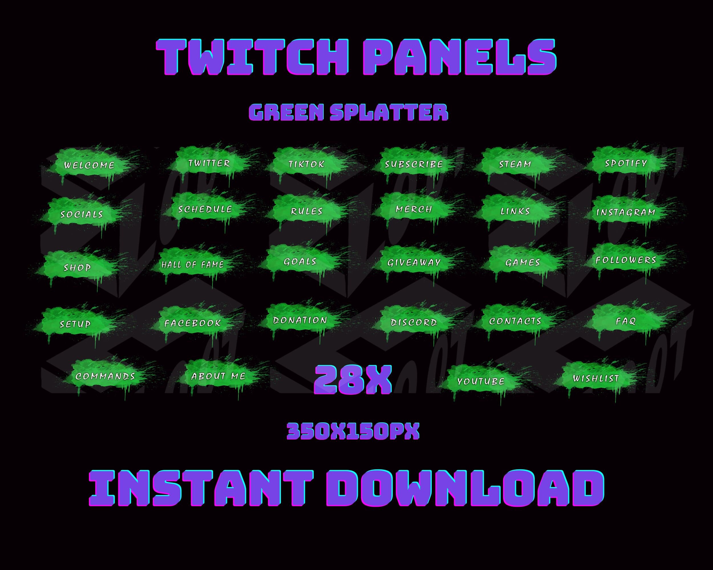 Twitch Panel, Green Twitch Panels, Panel Twitch, Splatter Twitch Panel ...
