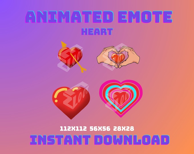 ANIMATED Heart Emotes for Twitch Discord / Valentine's Day / Animated ...