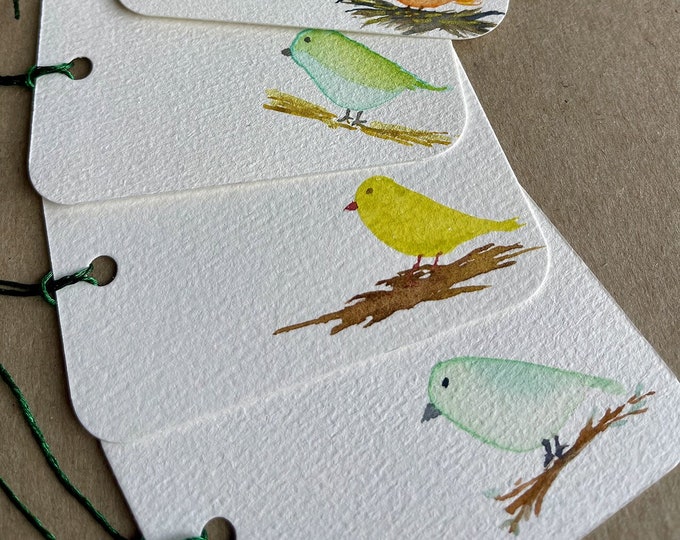 Handmade Watercolor Gift Tags {set of 8}. Individual Birds, Unique ...