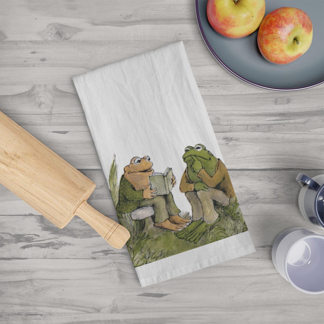 Frog & Toad Tea Towel - Cute Kitchen Decor, Eclectic Dish Cloth, Book ...