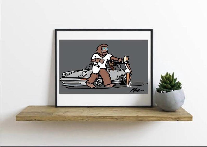 Bigfoot's Joyride: the Legend Behind the Wheel | Car & Creature Art ...