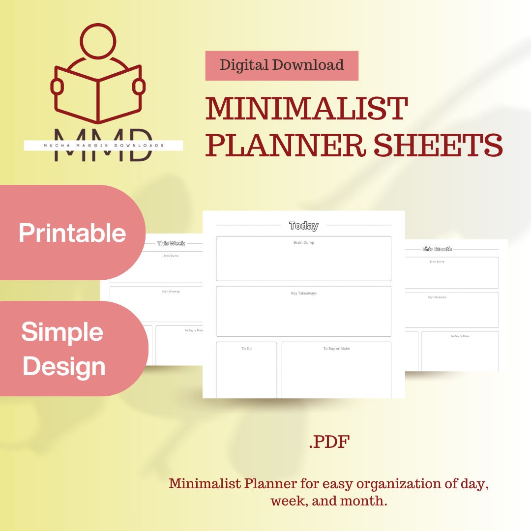Minimalist Focus Planner Pages - Digital Download - Template - Etsy