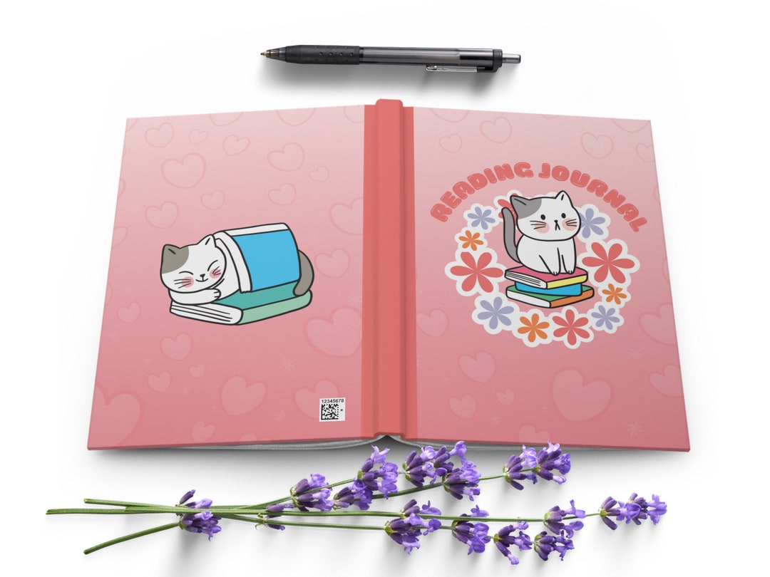 Kawaii Cat Reading Journal Cute Pink Kitty Cat Hardcover - Etsy
