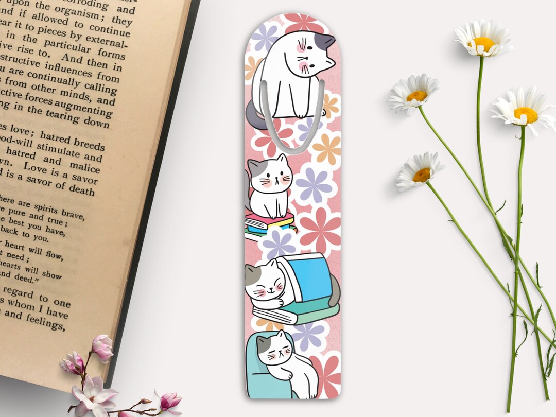 Kawaii Cat Metal Bookmark Cute Anime Aesthetic Page Holder - Etsy
