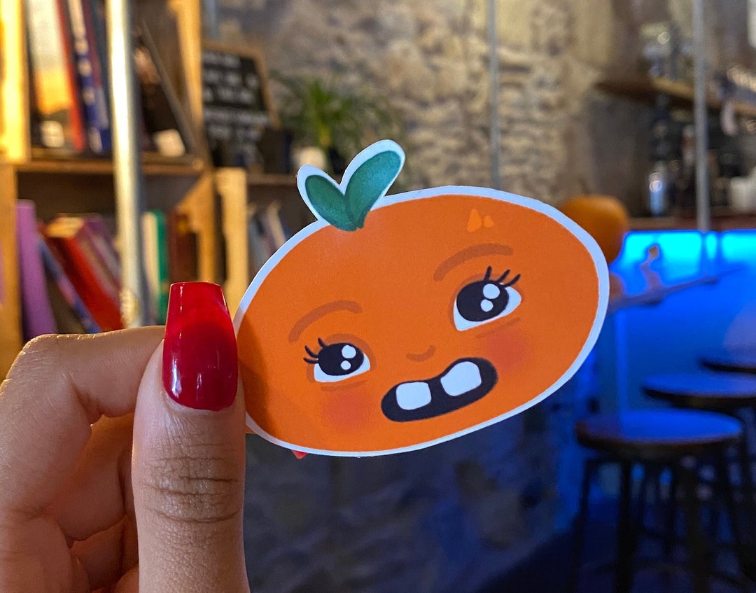Silly Cute Orange Sticker Adorable Vinyl Decal Perfect for Laptops ...