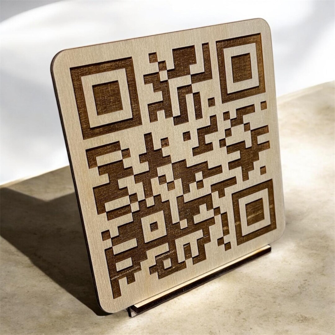 Wooden Engraved QR Code, Social Media Displays, Social Links, Pop up ...