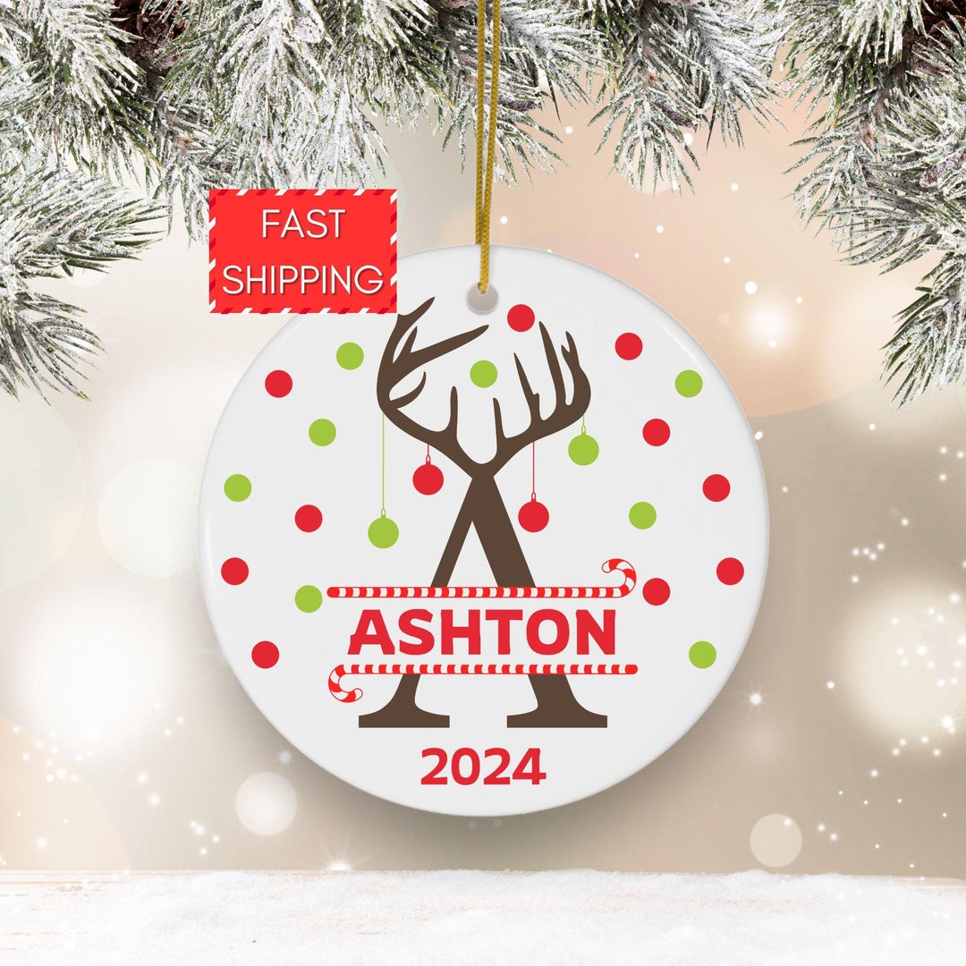 Personalized Letter Name Ornaments, 2024 Family Ornament, Custom ...