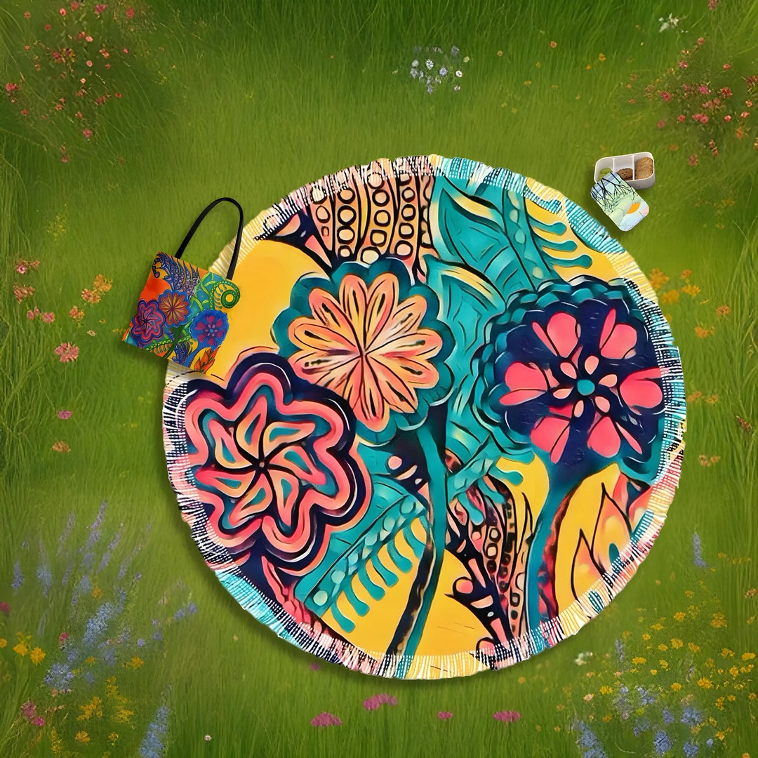 Boho Chic Beach Blanket With Tassels. Perfect for Sunbathing, Picnics ...