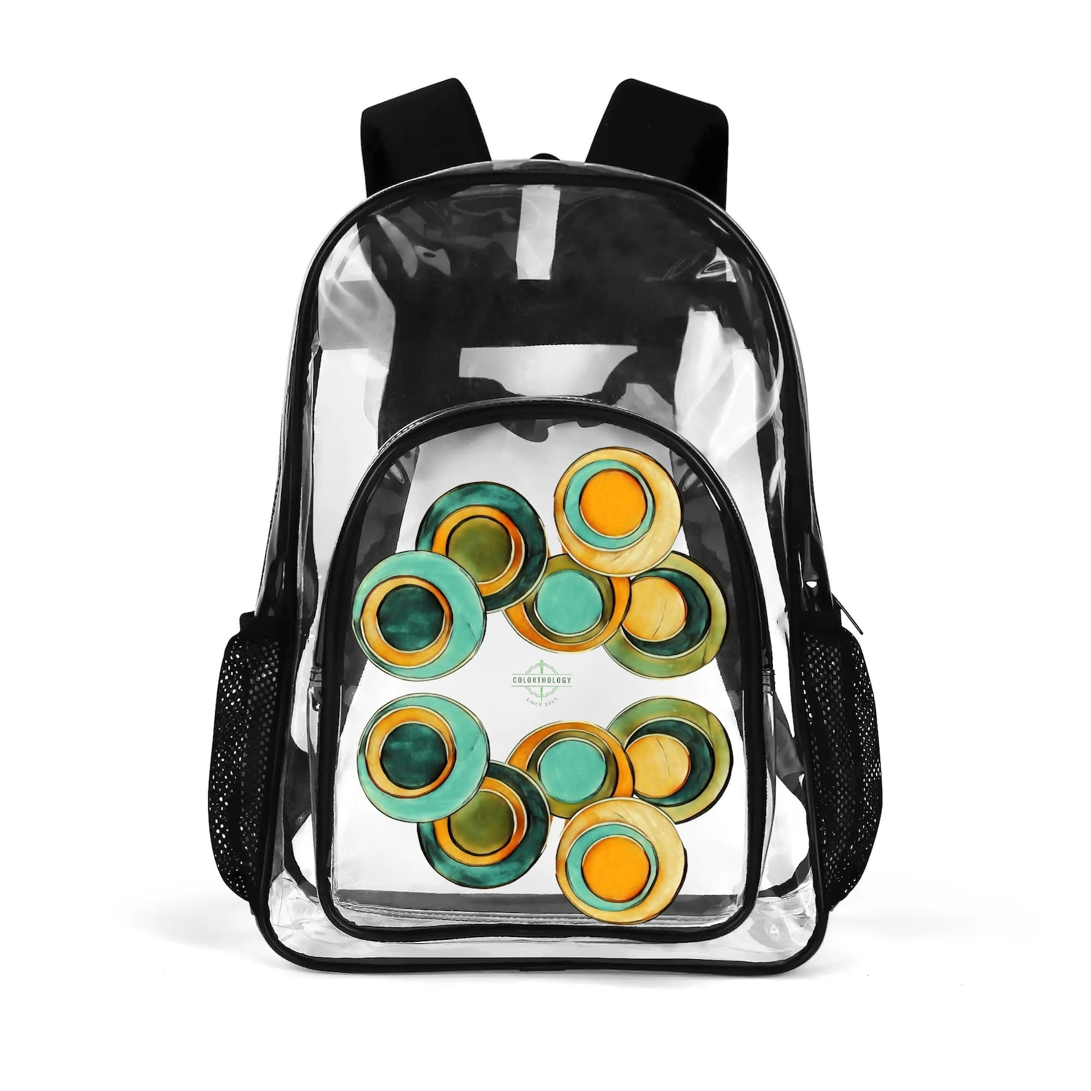 Clear Backpack: Green Circles Design. Large 17 Inch Bag. Transparent ...