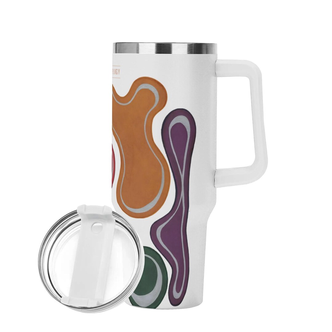 Topology 40oz Stainless Steel Tumbler Gift With White Handle and Straw ...