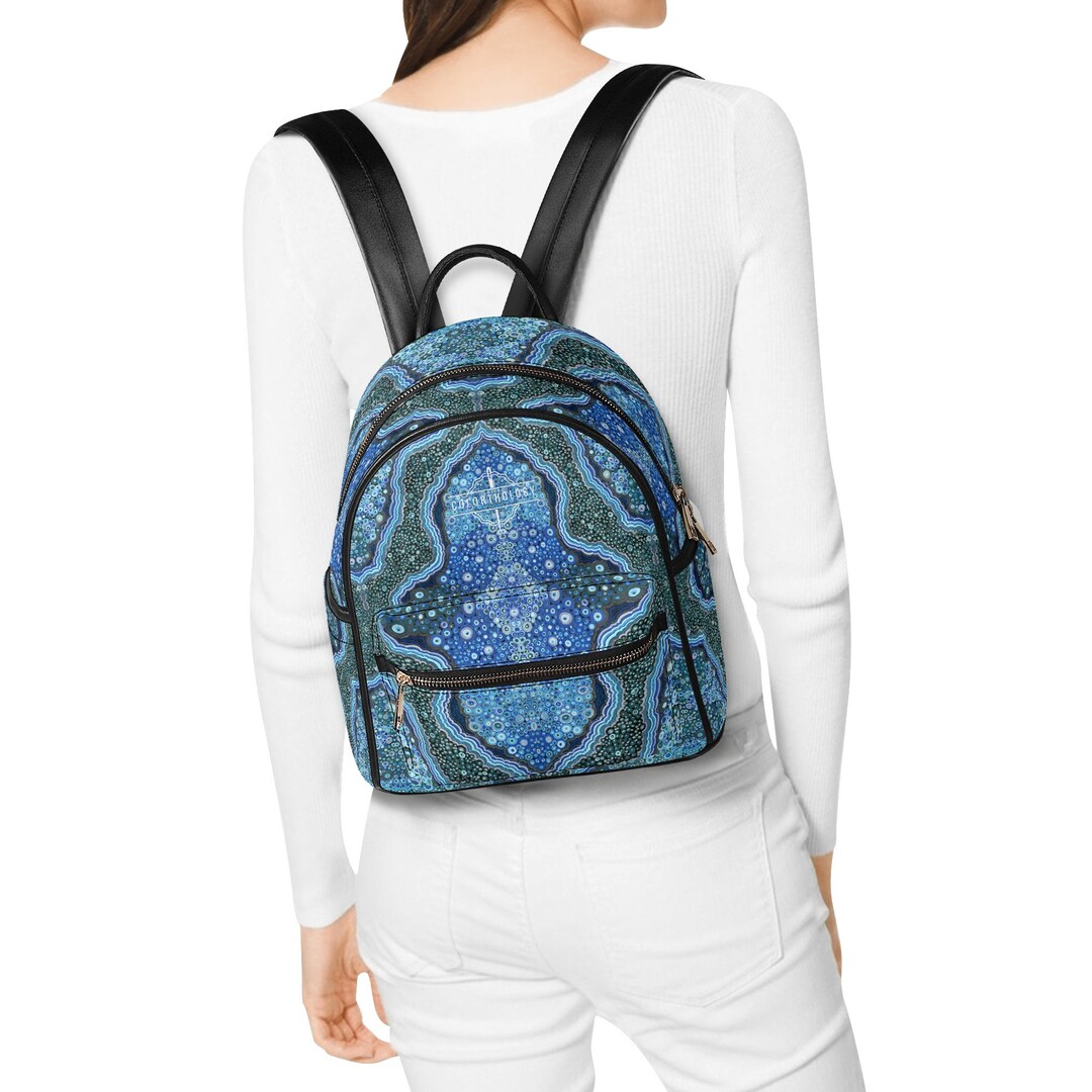Nicole Small Vegan Leather Backpack. Artsy Weekender Bag. Unique ...