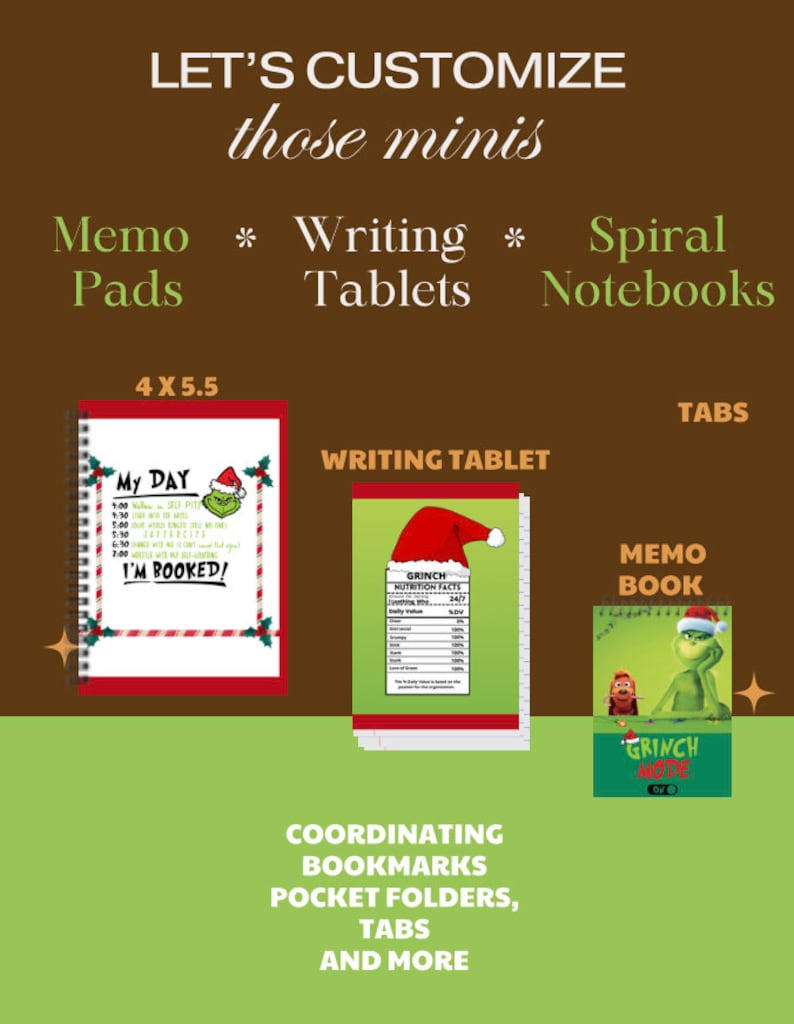 DIY Grinch Mini Notebook Cover PRINTABLE - Etsy Australia